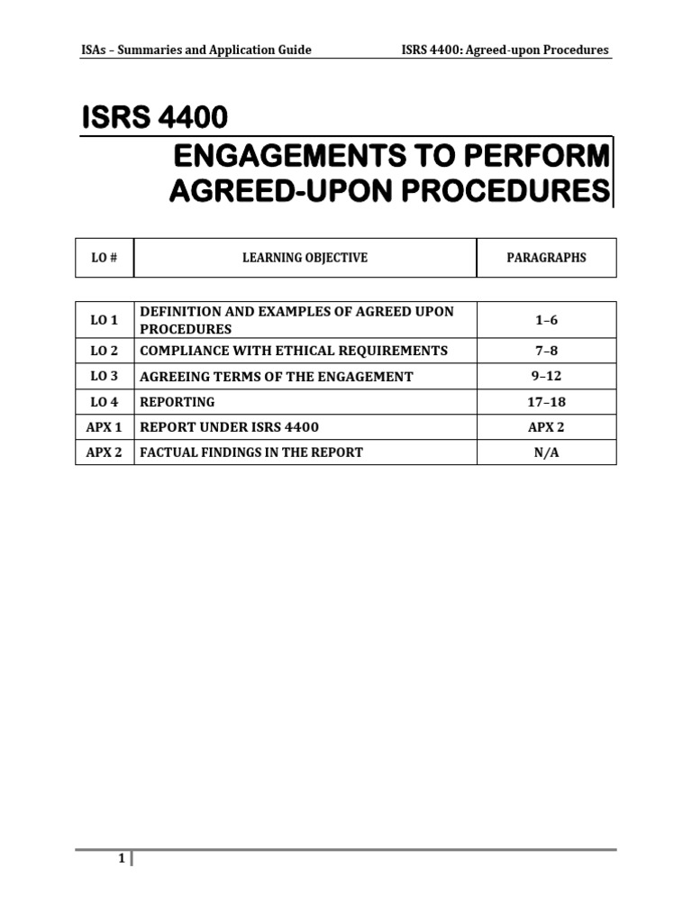 ISRS 4400: Agreed-Upon Procedures Guide | PDF | Accounts Payable | Audit