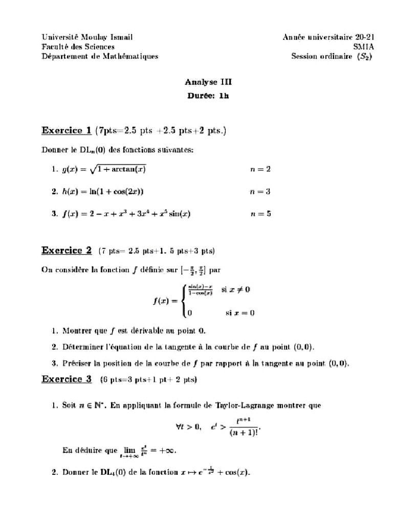 Examen 1 Analyse 3 | PDF