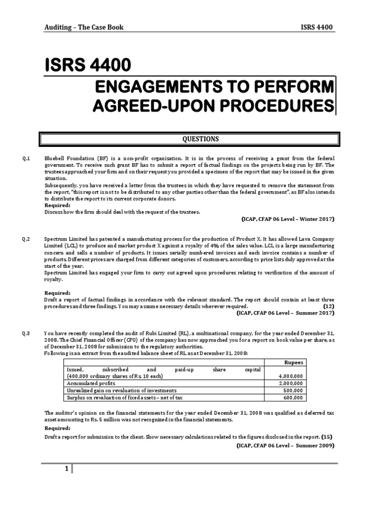 ISRS 4400 Case Book | Download Free PDF | Audit | Book Value