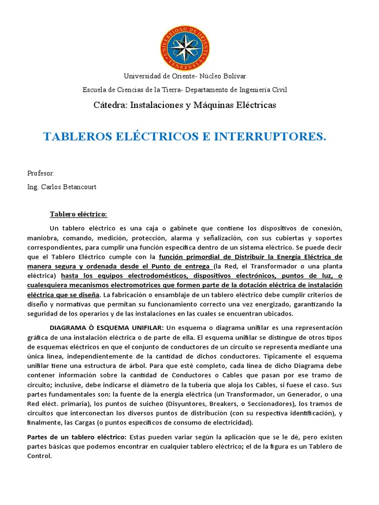 Tema 3-Tableros y Break-G.1 - IME | PDF | Ingenieria Eléctrica | Corriente eléctrica