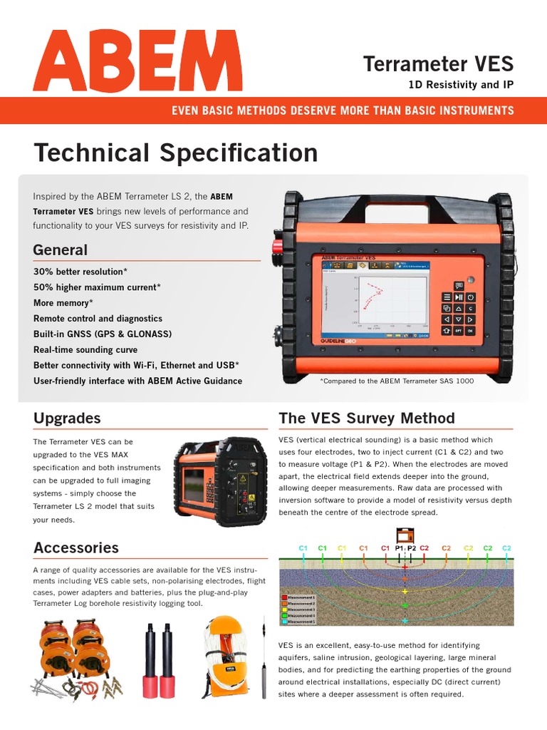 ABEM Terrameter VES Specs & Features | PDF | Usb | Manufactured Goods