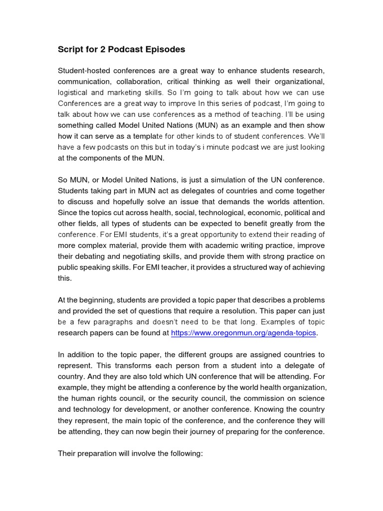 Script For 2 Podcast Episodes Pdf Cognition Human Communication