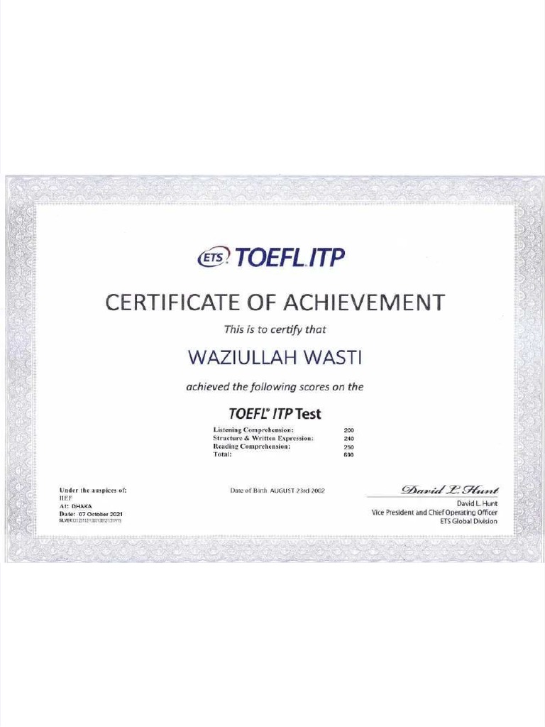 Sertifikat TOEFL | PDF Sertifikat TOEFL | PDF