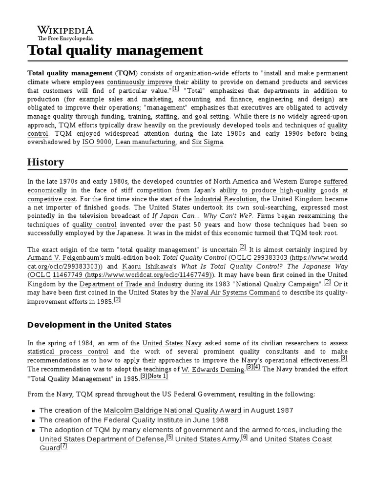 Total Quality Management | PDF | Evaluation Methods | Evaluation