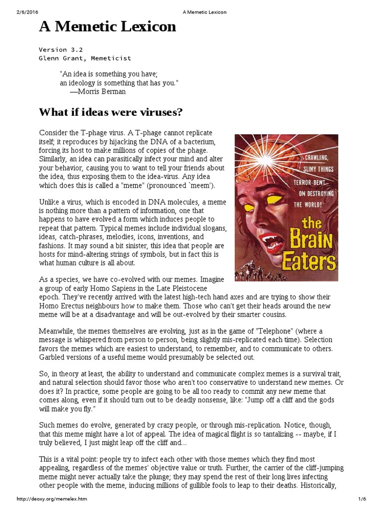 A Memetic Lexicon | PDF | Meme