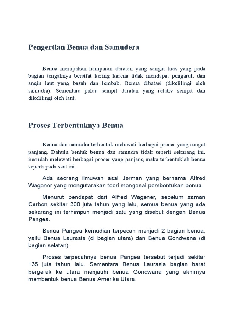 Pengertian Benua Dan Samudera | PDF Pengertian Benua Dan Samudera | PDF