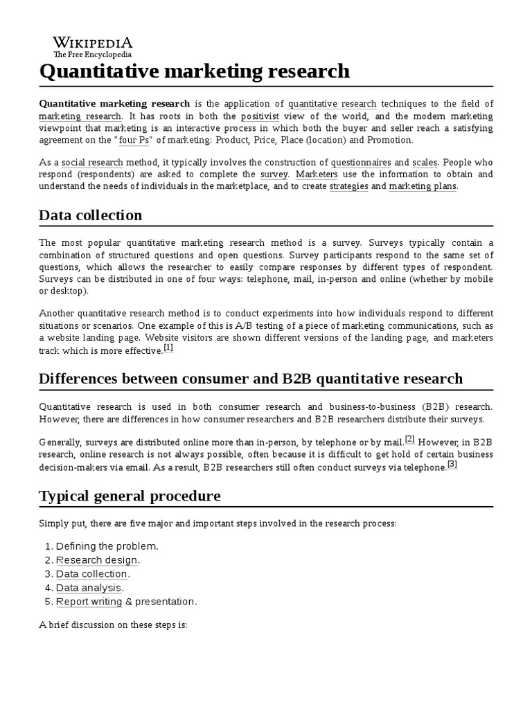 Quantitative Marketing Research | PDF | Sampling (Statistics ...