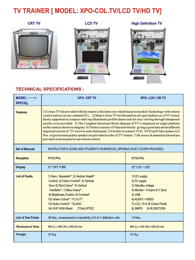 CRT TV Trainer Technical Overview | PDF | Television | Consumer Electronics