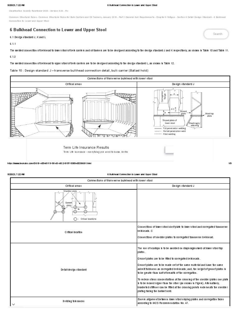 Bulkhead Connections in Tankers | PDF | Welding | Construction
