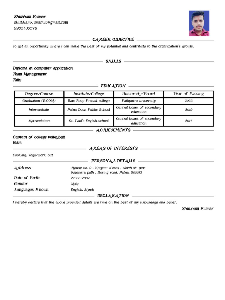 Resume - Shubham Kumar - Format3 | PDF