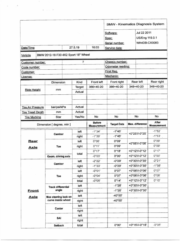 Alignment Specs After M3 Control Arms | PDF | Manufactured Goods | Land ...