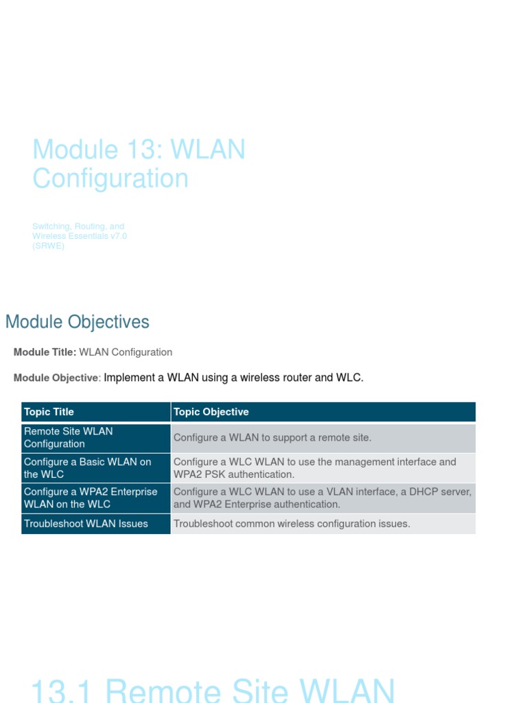 SRWE Chapter 13 | PDF | Wireless Lan | Computer Network