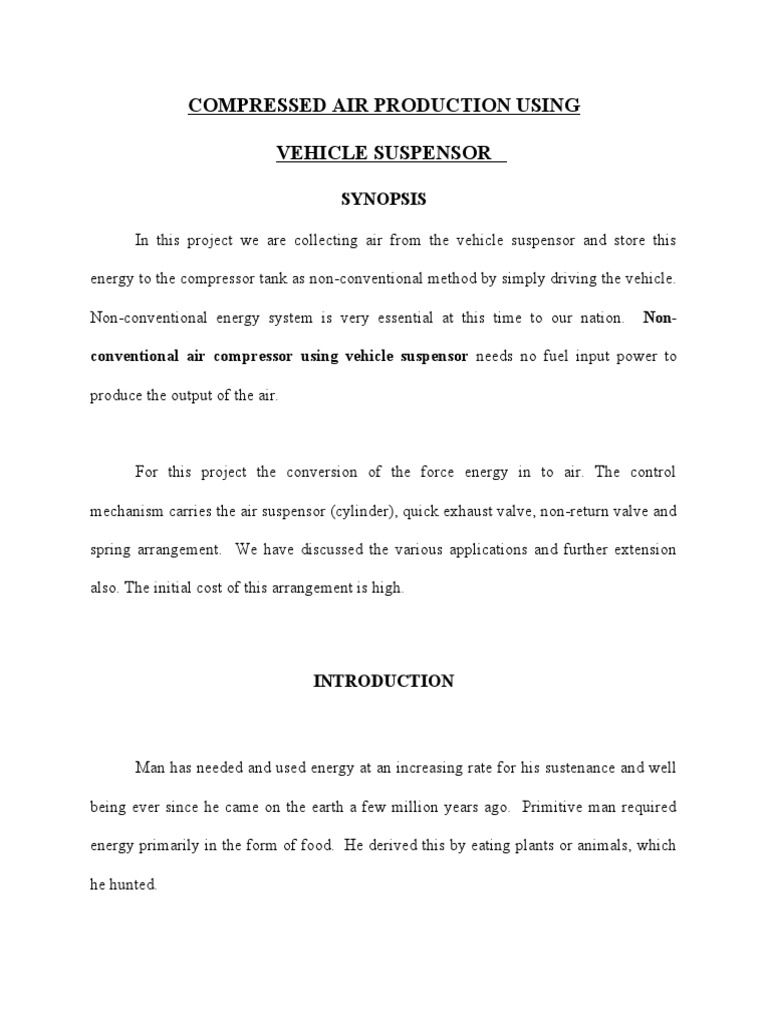 Compressed Air Production Using Vehicle Suspensor | PDF | Piston | Valve