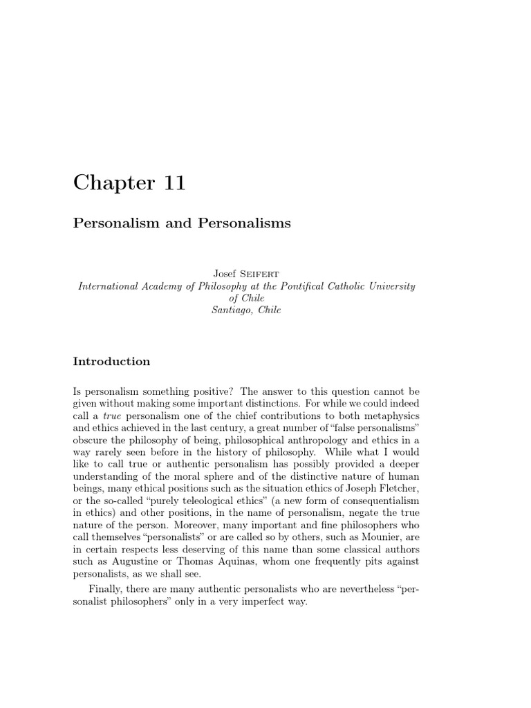 Personalism and Personalisms - Seifert | PDF | Logic | Truth