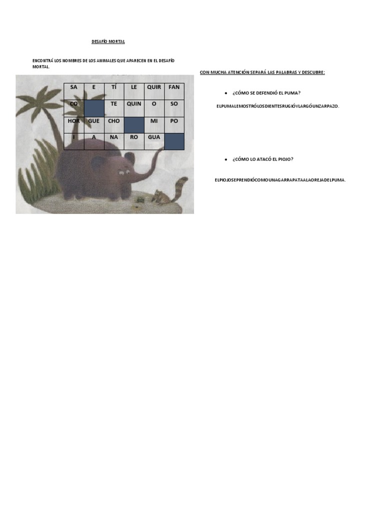 Desafío Mortal (Actividades) | PDF Desafío Mortal (Actividades) | PDF