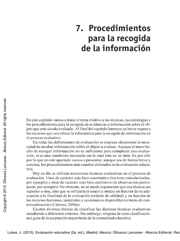 Procedimientos para la recogida de la información | PDF