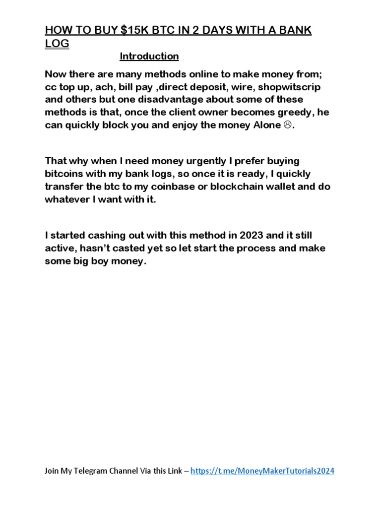 How To Buy BTC With Bank Logs | PDF | Bitcoin | Payments