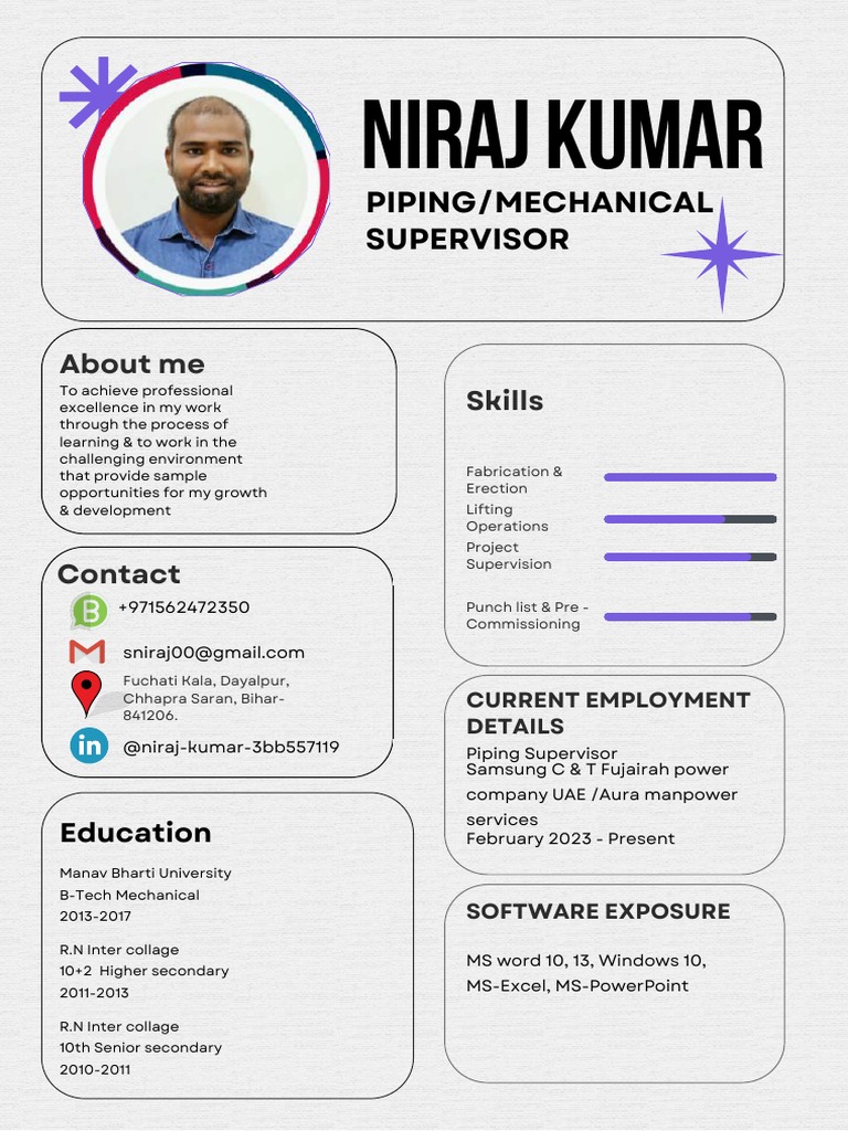 Niraj Updated CV | PDF | Pipe (Fluid Conveyance) | Materials