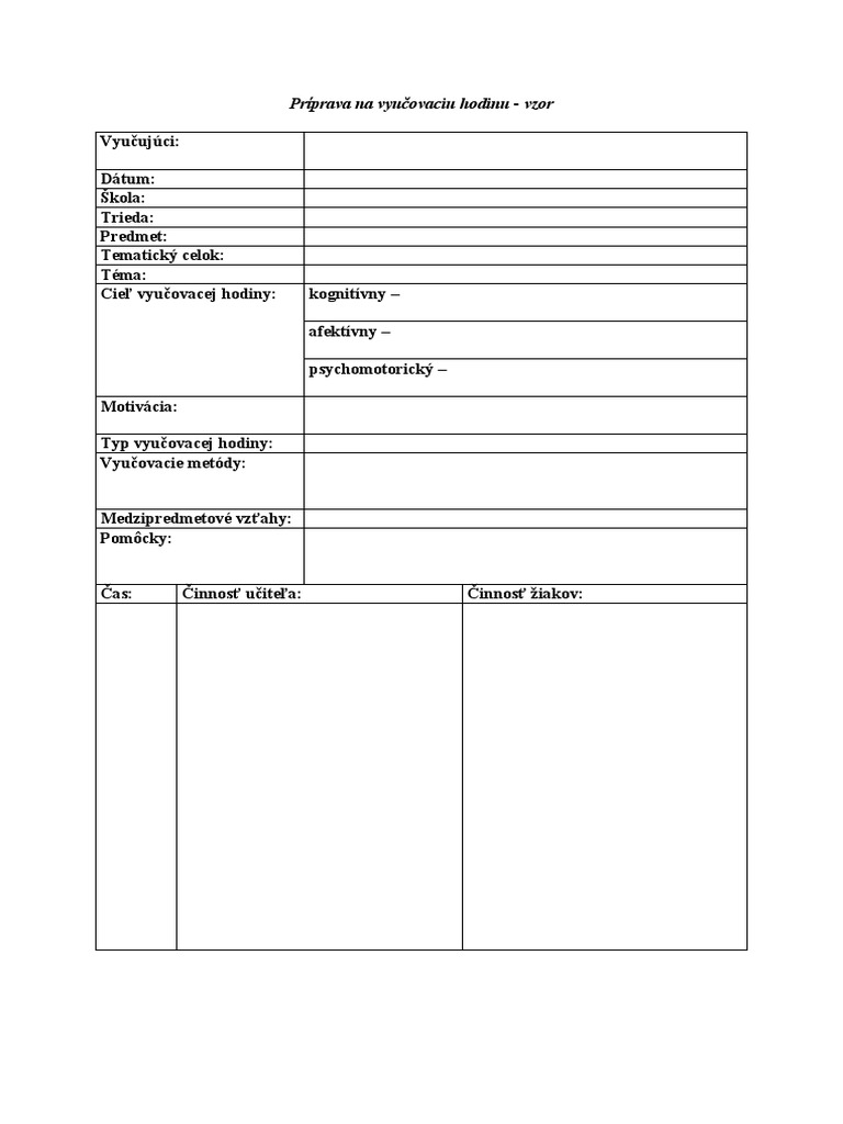 Príprava Na Vyučovanie | PDF