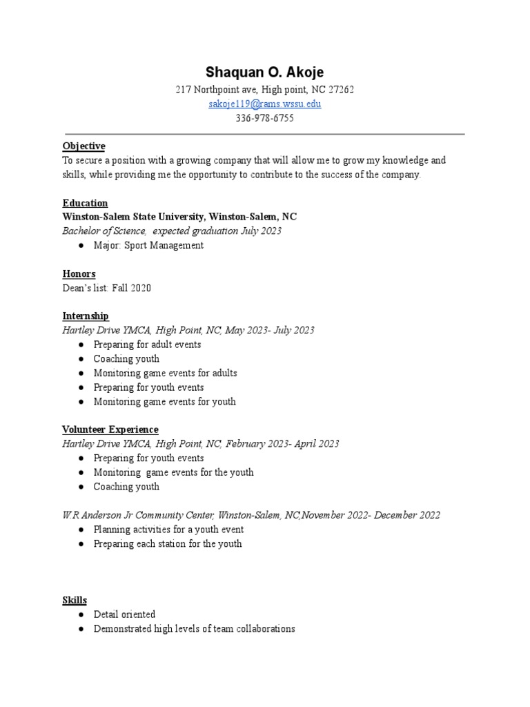 Resume 2 | PDF