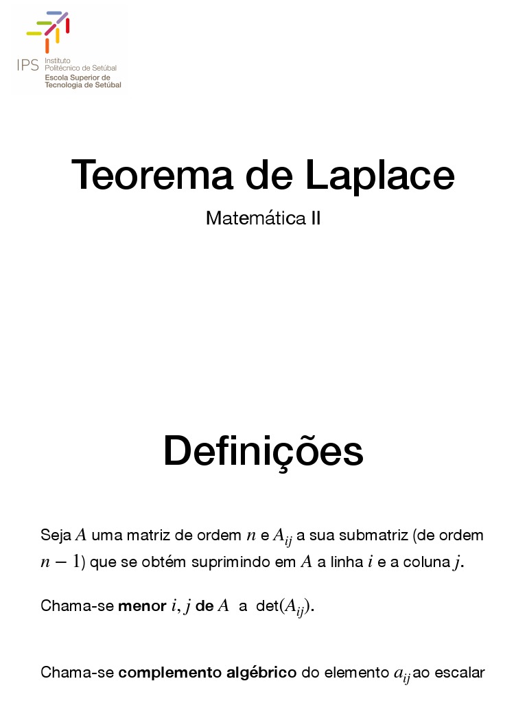 09-Teorema Laplace PDF | PDF | Determinante | Matriz (Matemática)