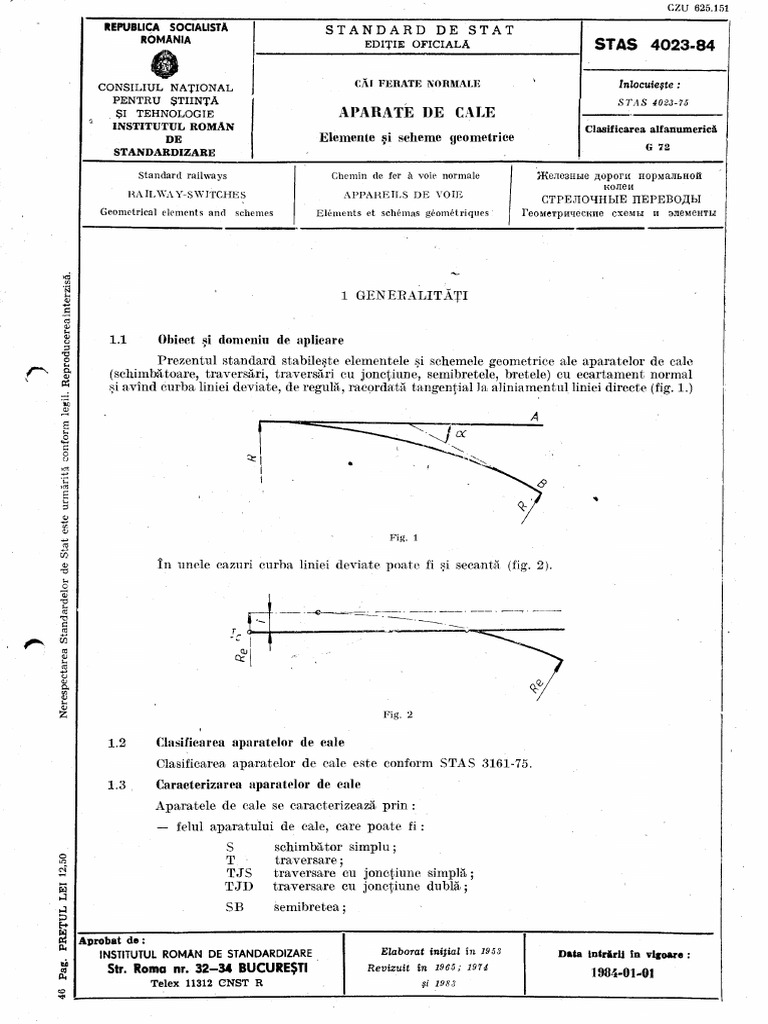 STAS Aparate de Cale - Geometrie | PDF
