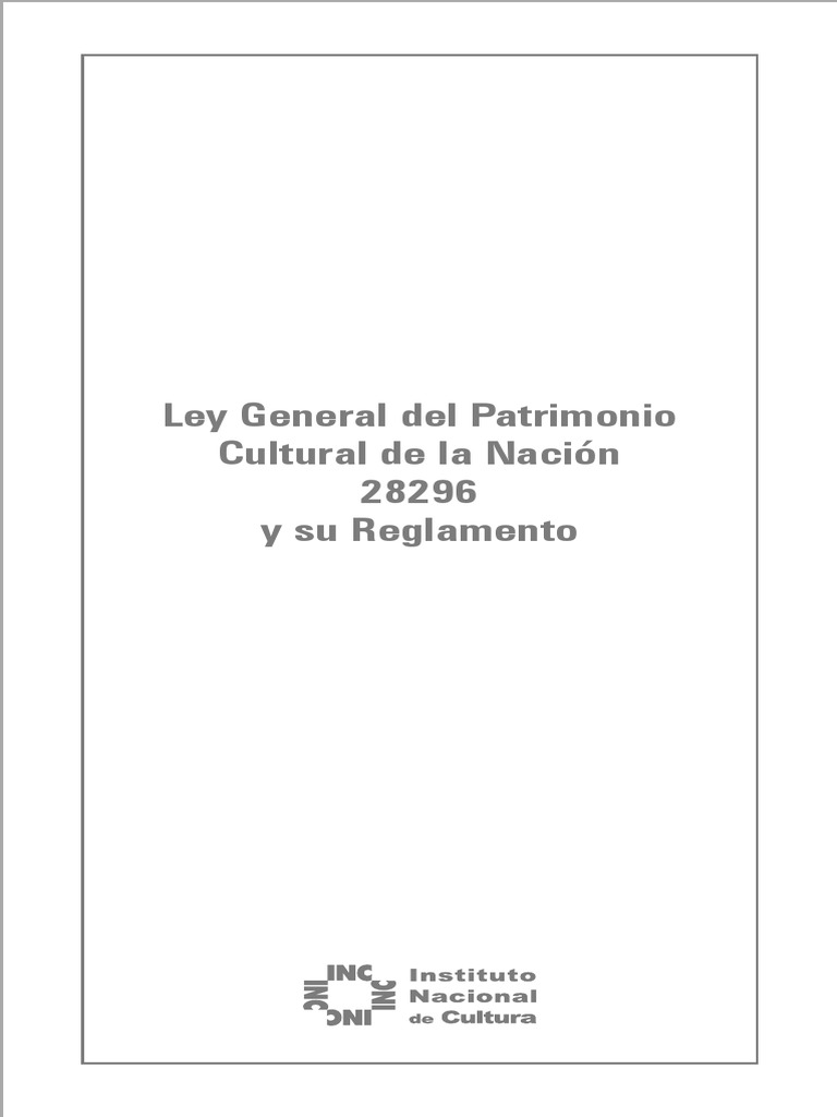 00 Ley - 28296 Patrimonio - Cultural - Resalt 1 3 | PDF | Patrimonio cultural | Nación