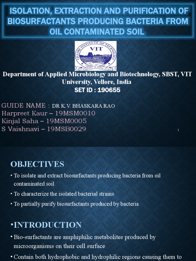 Isolation, Extraction and Purification of Biosurfactants Producing Bacteria From Oil ...