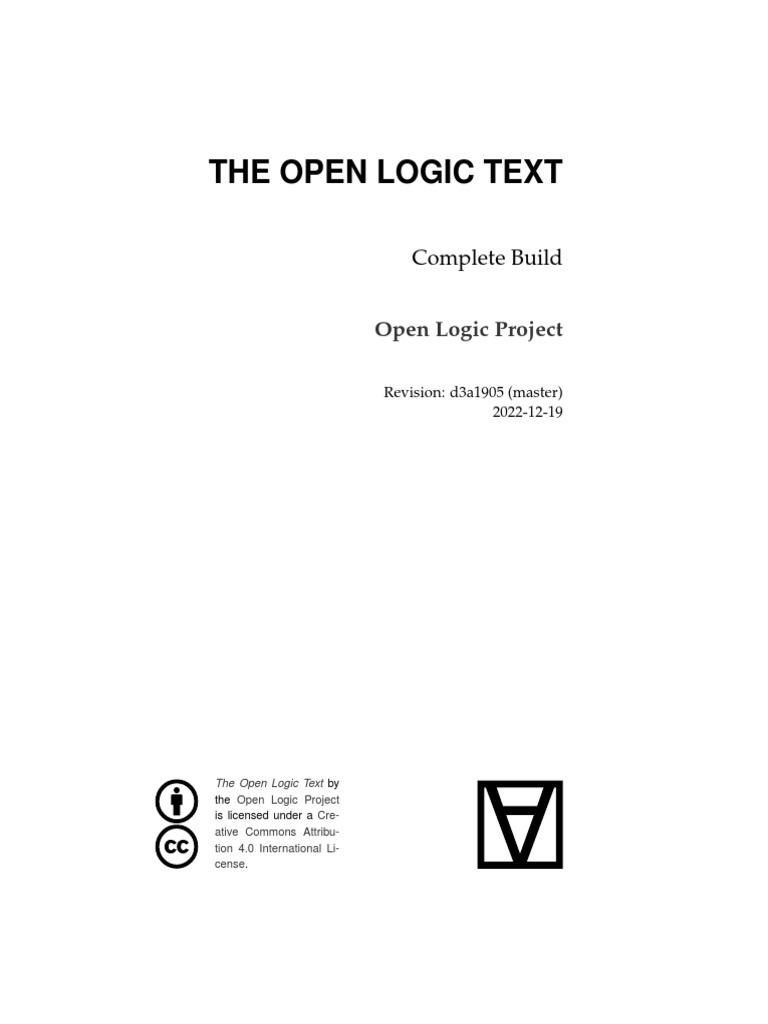 Open Logic Text | PDF | First Order Logic | Mathematical Concepts Open Logic Text | PDF | First Order Logic | Mathematical Concepts
