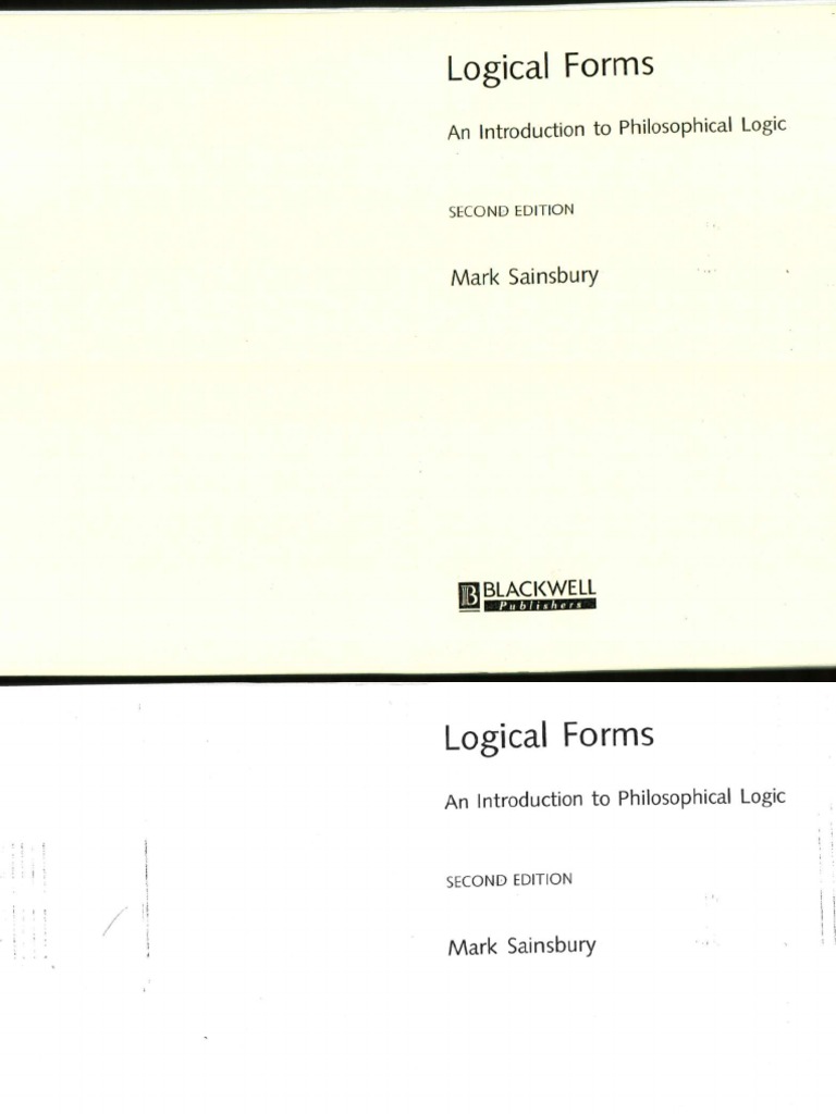 Mark Sainsbury - Logical Forms An Introduction To Philosophical Logic (2001, Blackwell) | PDF