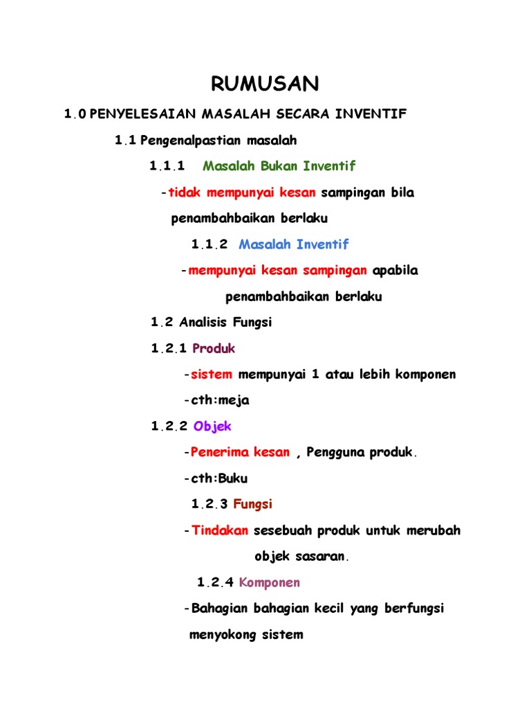 Rumusan 1.0 Penyelesaian Masalah Secara Inventif | PDF