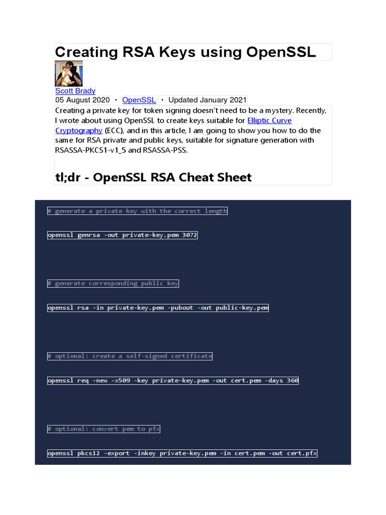 Creating RSA Keys Using OpenSSL | PDF | Public Key Cryptography | Cyberwarfare