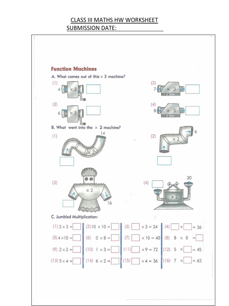 CBSE Class 3 Mathematics Worksheet (17) - Multiplication | PDF