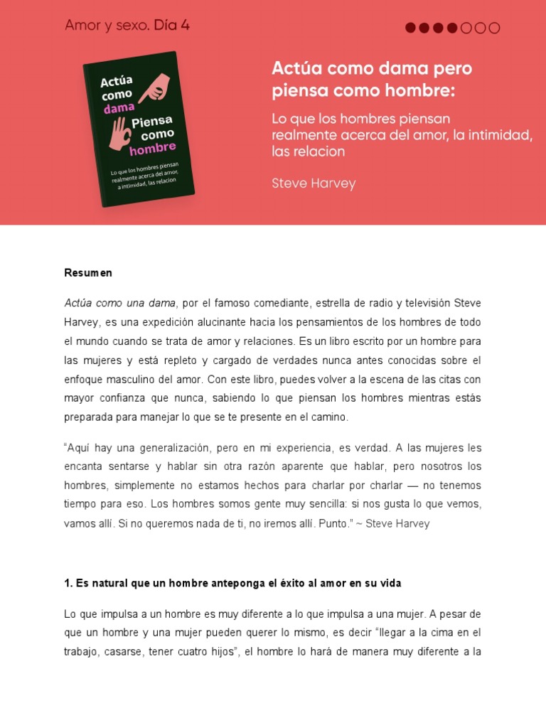 Actúa como dama, piensa como hombre | PDF | Amor | Mujer