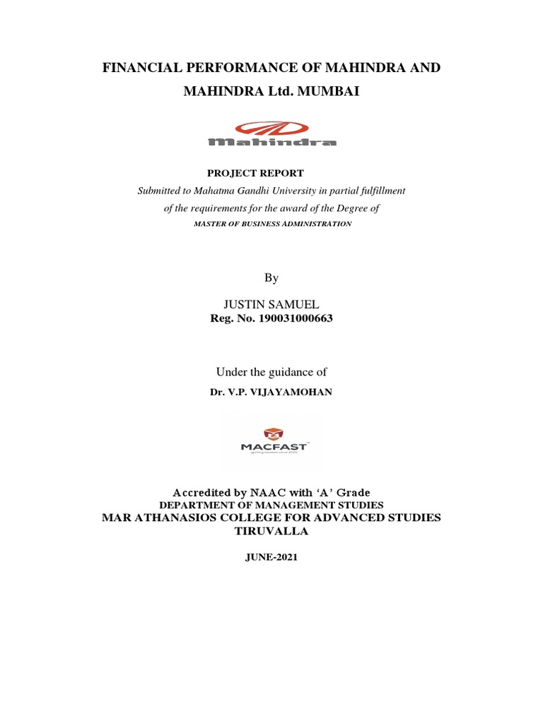 Mahindra and Mahindra Project | PDF | Pricing | Automotive Industry