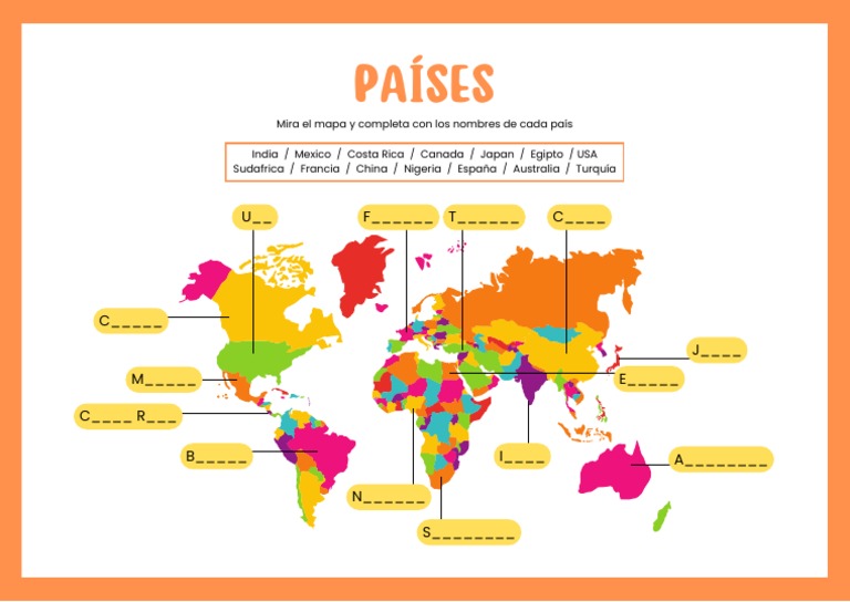 Completa el Mapa de Países | PDF