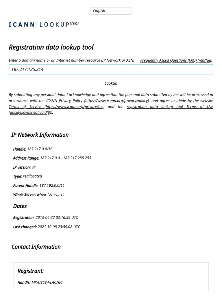 ICANN Lookup | PDF | Telecommunications | Network Architecture
