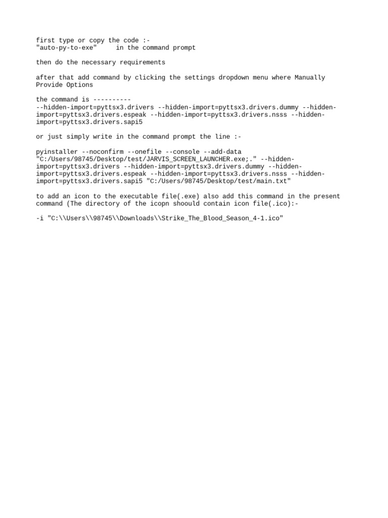 Manual For Creating Exe File With Pytsx3 Pdf