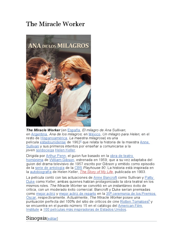 The Miracle Worker | PDF | Clásicos
