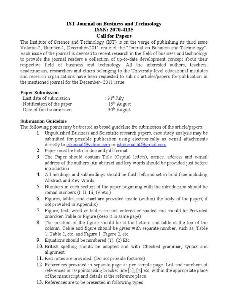 Call for Paper_2011 | Thesis | Abstract (Summary)