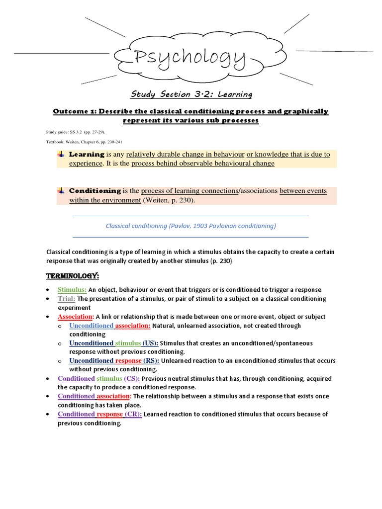 Psychology Study Unit 3.2-Learning | PDF | Classical Conditioning ...