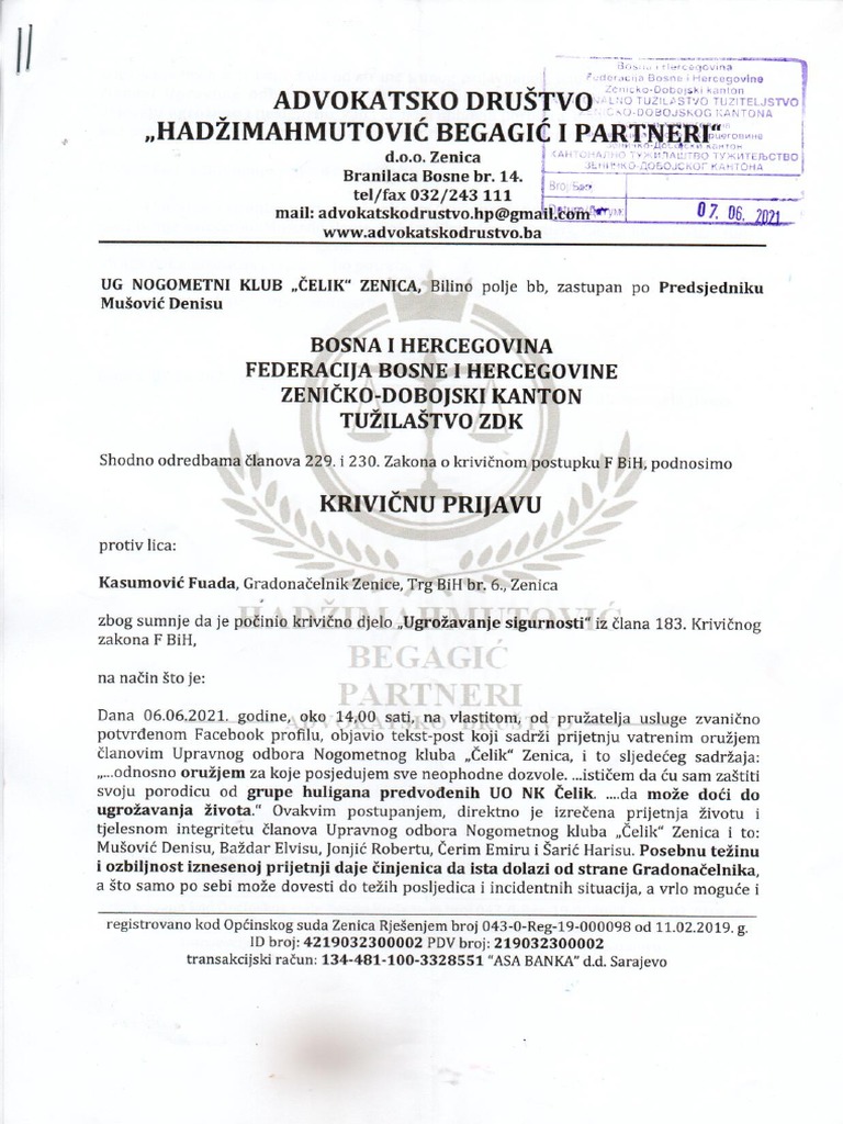 Krivicna Prijava | PDF