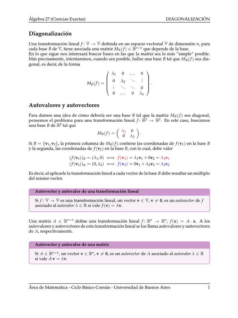 27 Web 33 Diagonalizacion | PDF | Valores propios y vectores propios | Mapa lineal