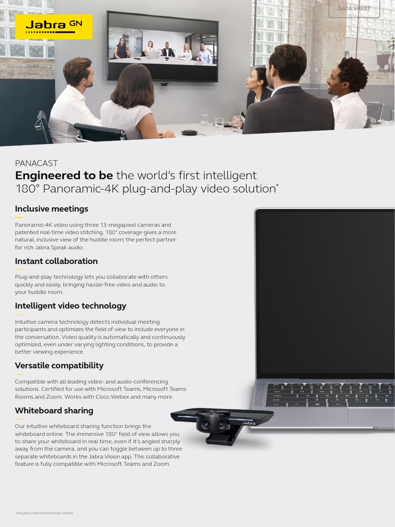 Jabra Panacast Datasheet | PDF | Camera | Video