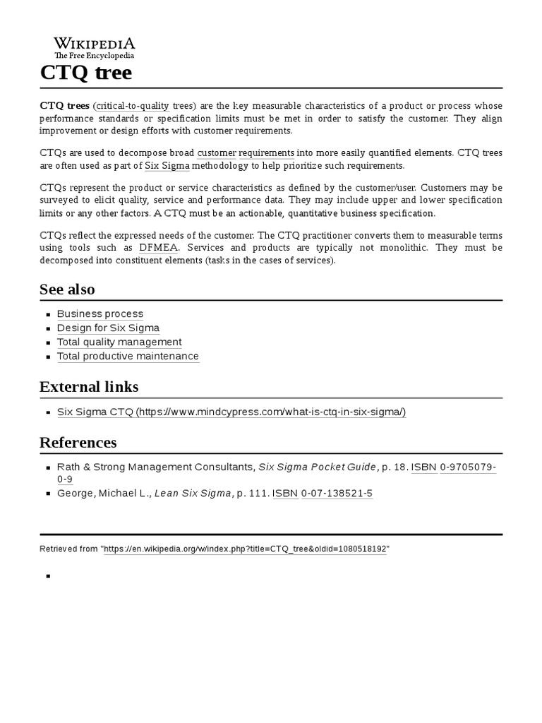 CTQ Tree | PDF | Technology & Engineering