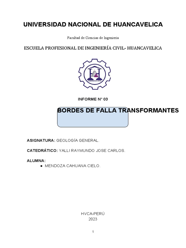 Bordes Transformantes | PDF | Placas tectónicas | Falla (geología)