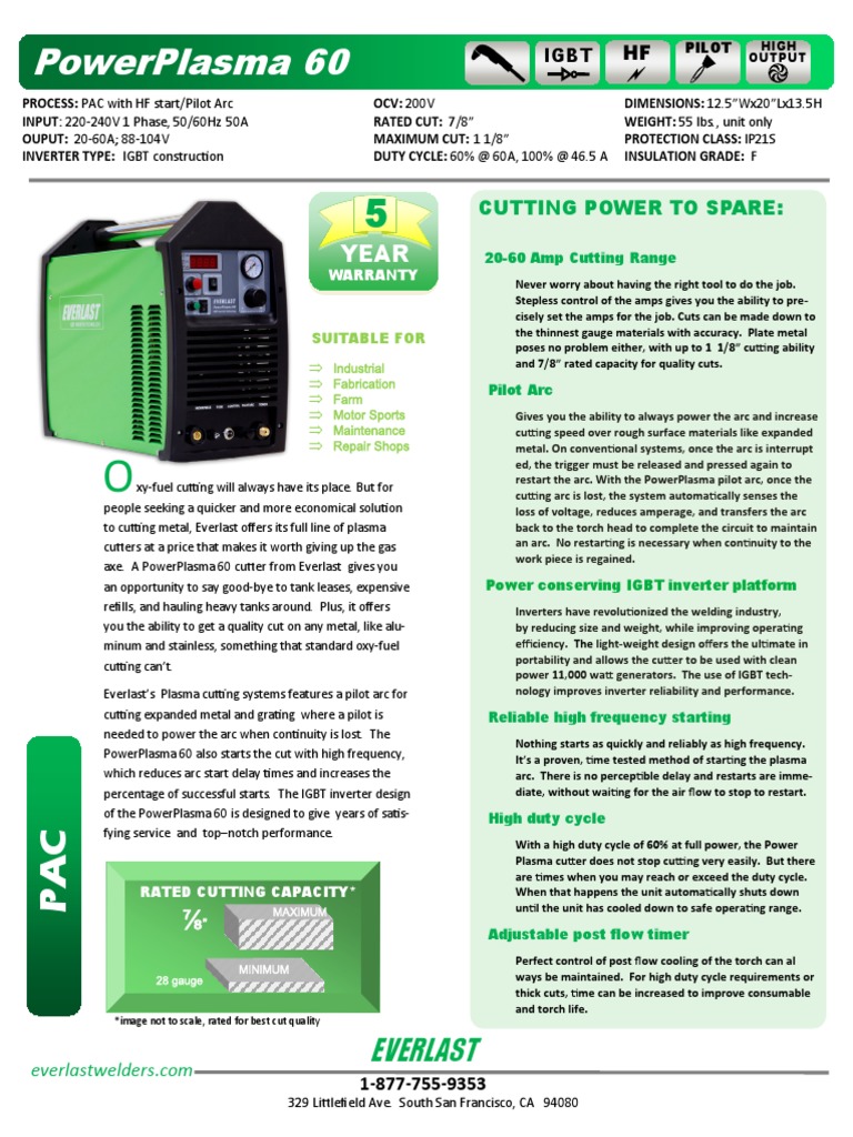 Powerplasma-60 Original | PDF | Equipment | Electronics