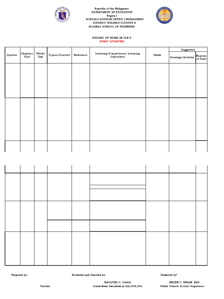 Tle 9 Bow Quarter 1 | PDF | Educational Technology | Spreadsheet