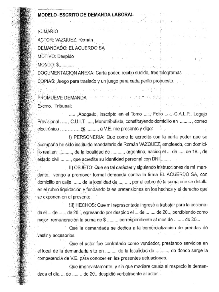 Modelo Inicia Demanda Laboral | PDF Modelo Inicia Demanda Laboral | PDF