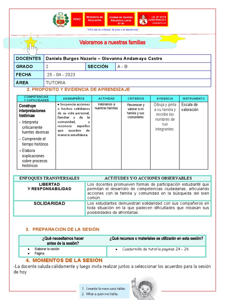 Tutoria Sesion de Aprendizaje Seguro o Peligroso | PDF | Aprendizaje ...